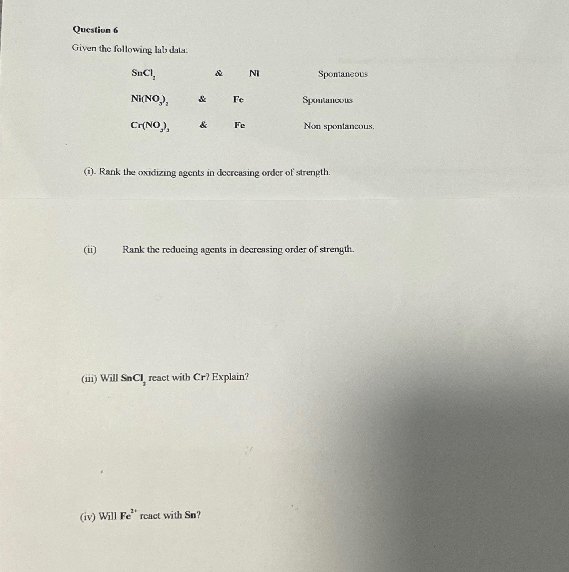 Solved Question 6Given the following lab | Chegg.com