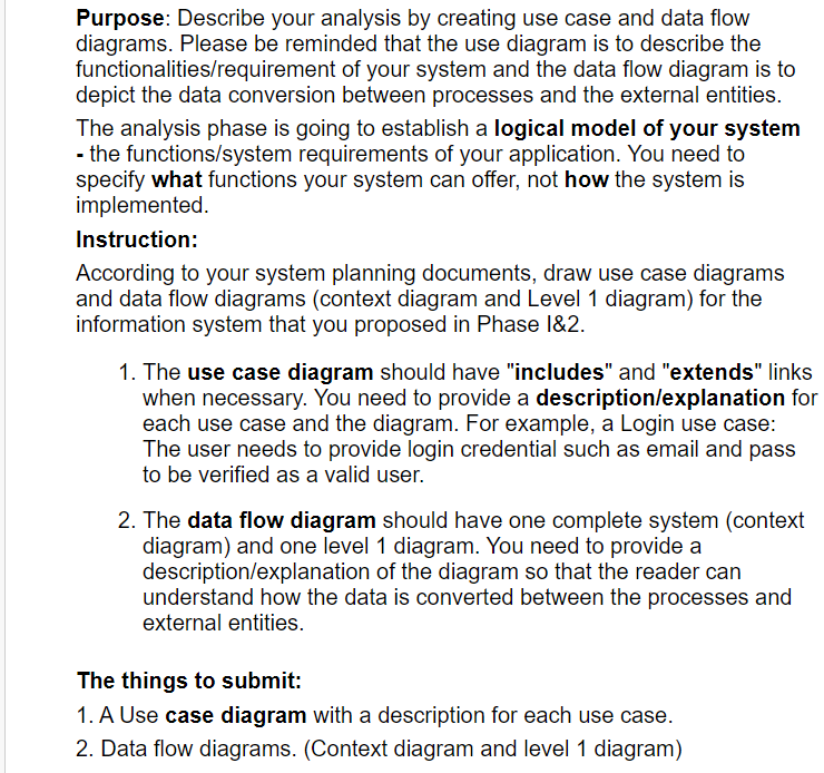 Solved Purpose: Describe your analysis by creating use case | Chegg.com