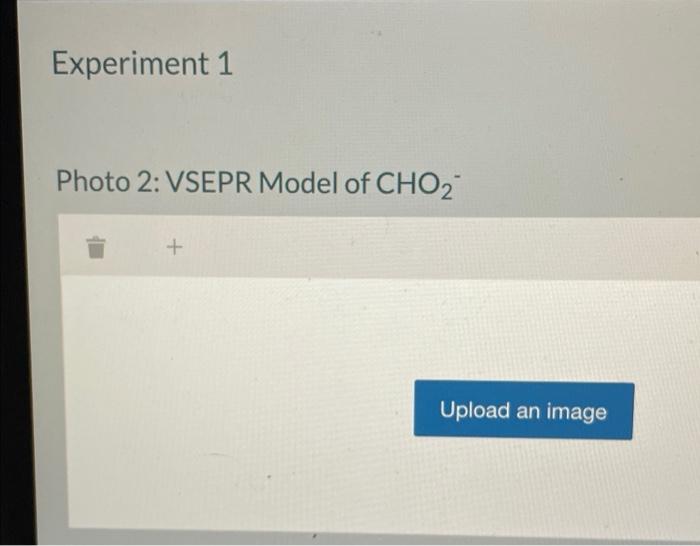 Solved Experiment 1 Photo 2: VSEPR Model of CHO₂ + Upload an | Chegg.com