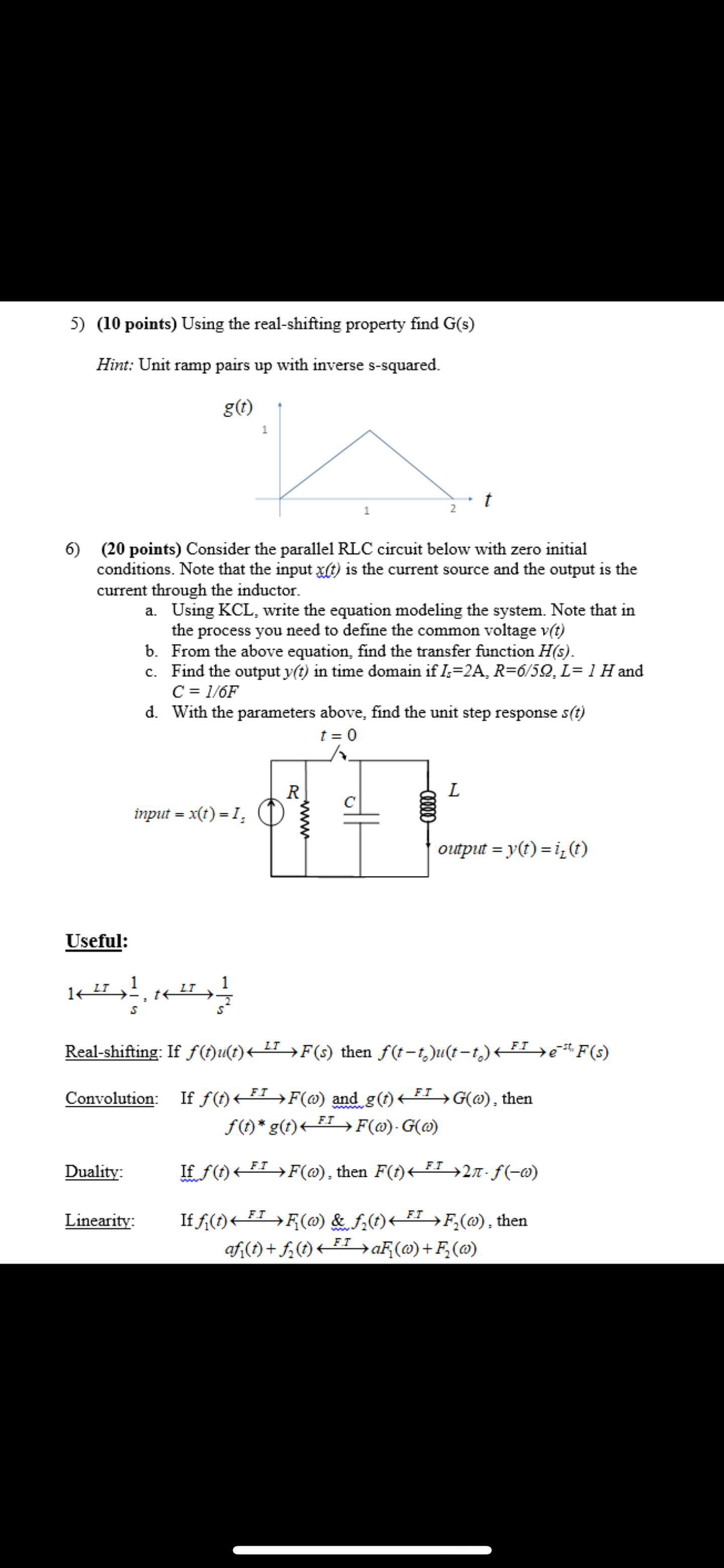 Solved Using the real-shifting property find G(s)Hint: Unit | Chegg.com