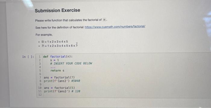 Solved Submission Exercise Please write function that | Chegg.com