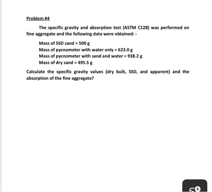 Solved Problem 4 The Specific Gravity And Absorption Test