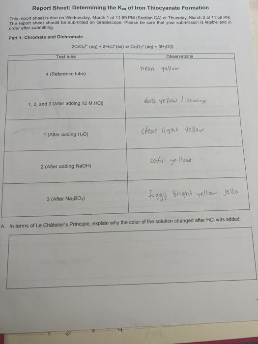 Solved 1. In ferms of Le Chattelier's Principle, explain why | Chegg.com