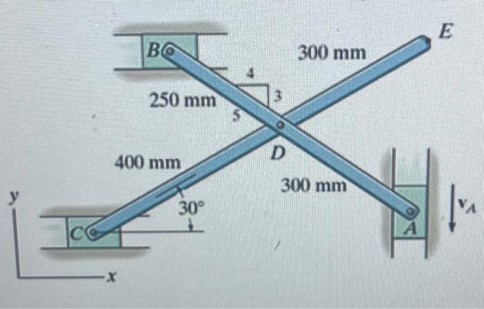 Solved The slider block A is moving downward at vA=2 m/s. | Chegg.com
