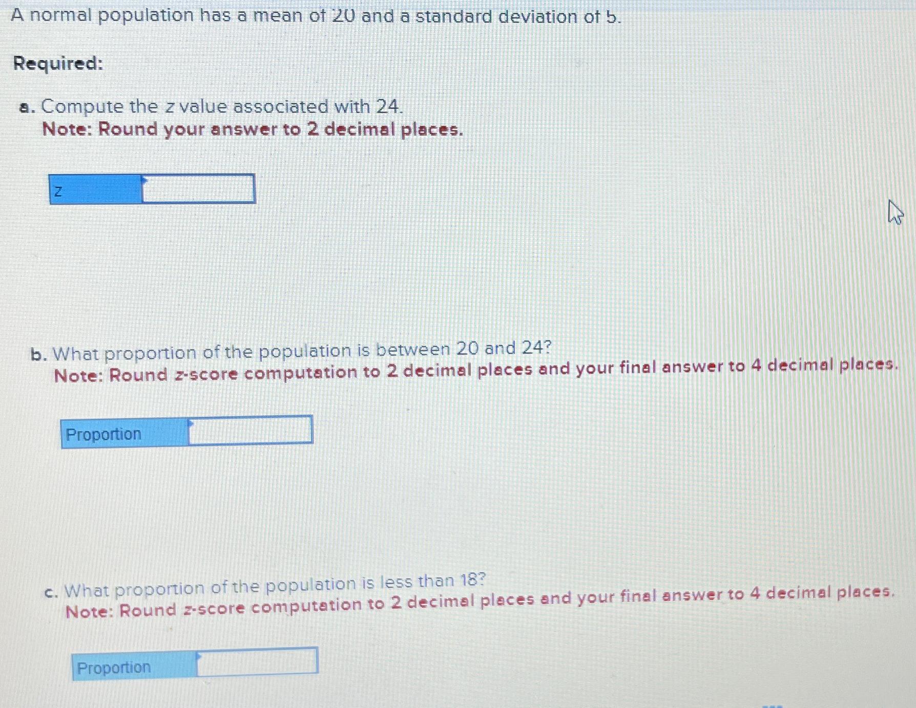 Solved A normal population has a mean of 20 ﻿and a standard | Chegg.com