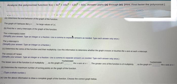 Solved Analyze The Polynomial Function 3322