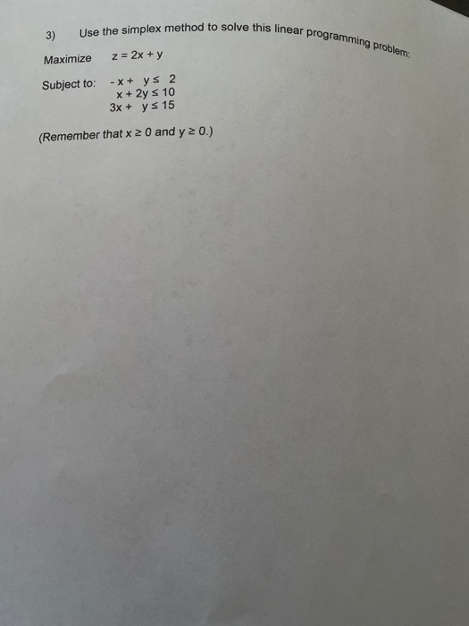 Solved Linear Programming Problem 3 Use The Simplex Method 4148