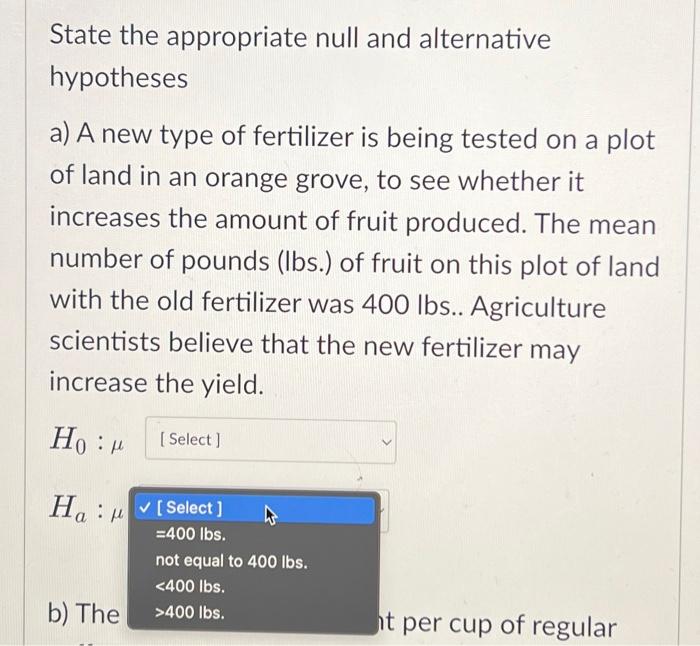 Solved State the appropriate null and alternative hypotheses | Chegg.com