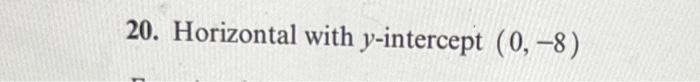 Solved 20. Horizontal with y-intercept (0,−8) | Chegg.com