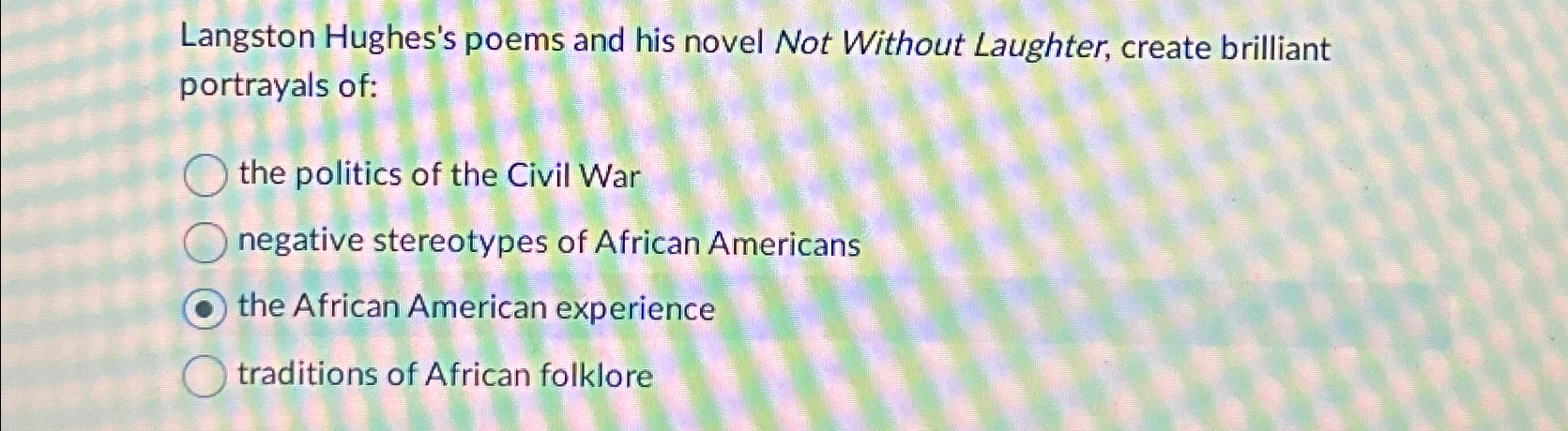 Solved Langston Hughes's poems and his novel Not Without | Chegg.com
