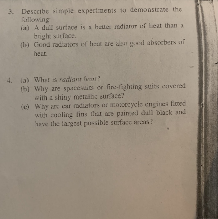 Solved 3. Describe simple experiments to demonstrate the | Chegg.com