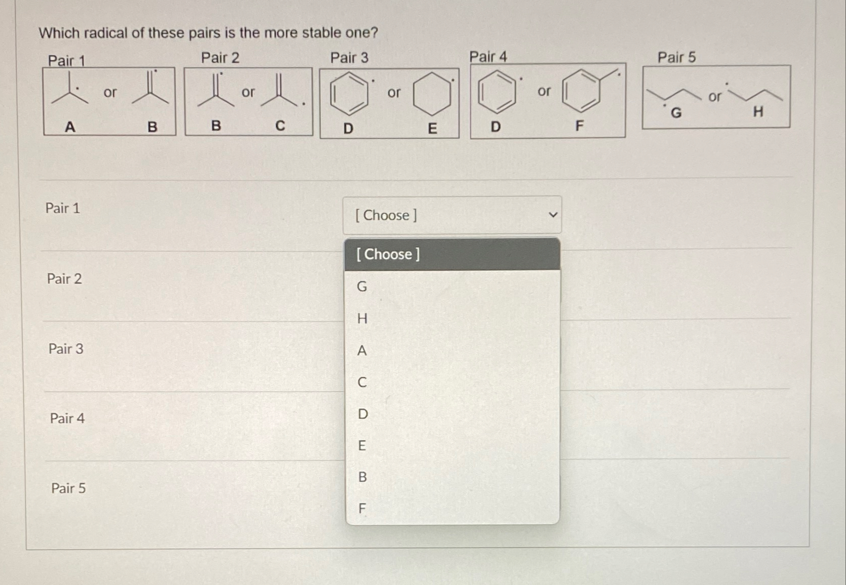 Solved Which radical of these pairs is the more stable | Chegg.com