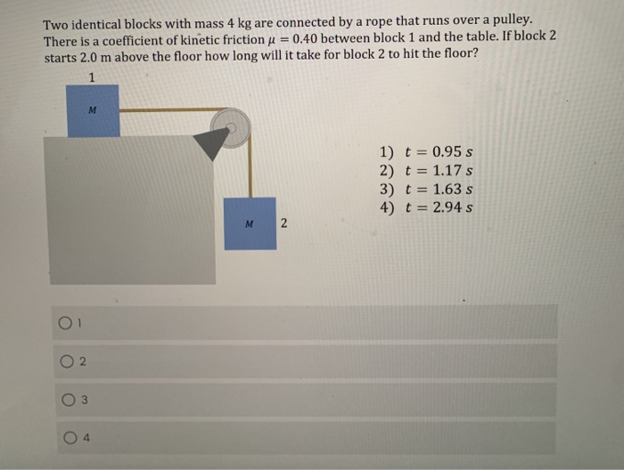 Solved Two identical blocks with mass 4 kg are connected by | Chegg.com