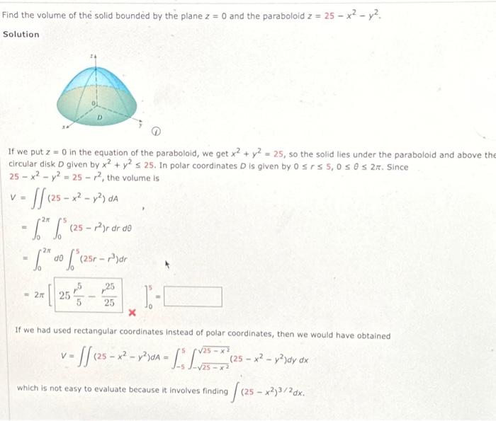 Solved Find the volume of the solid bounded by the plane \\( | Chegg.com