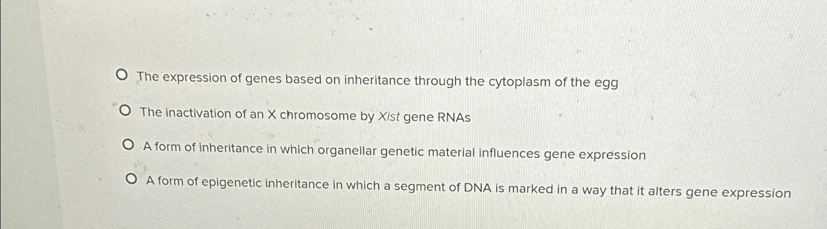 Solved The expression of genes based on inheritance through | Chegg.com