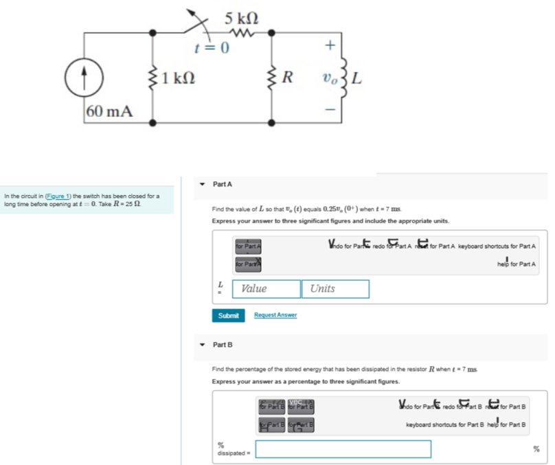 Solved In the circuit in (Figure 1) ﻿the switch has been | Chegg.com