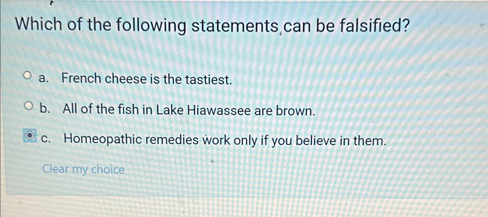 Solved Which of the following statements can be falsified?a. | Chegg.com