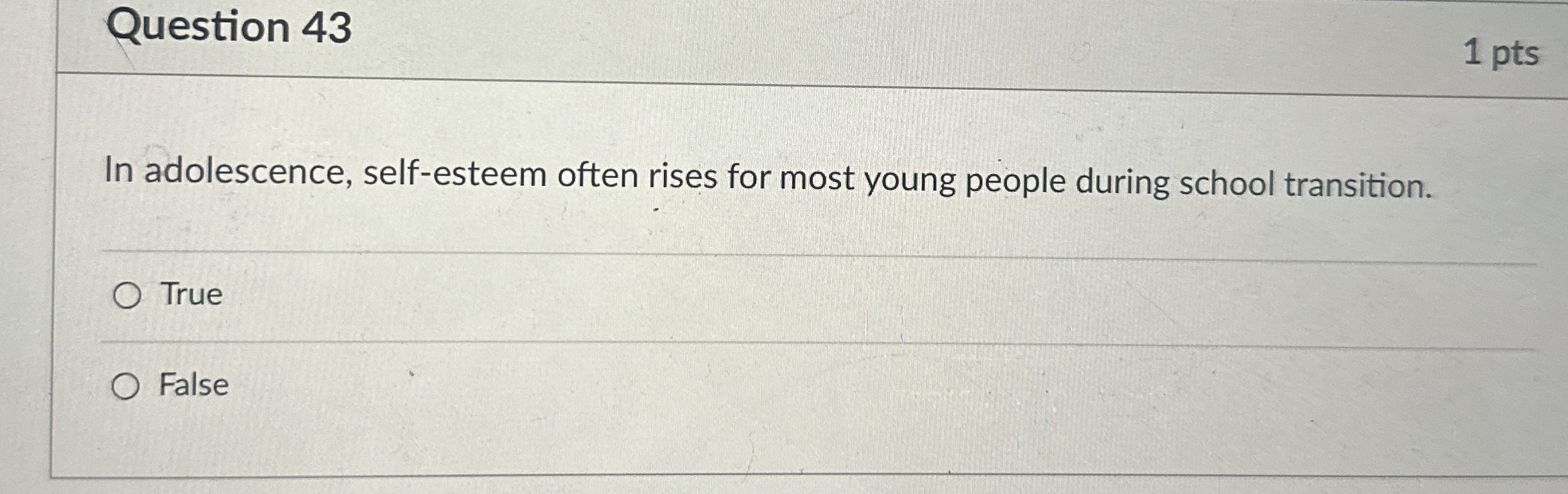Solved Question 431 ﻿ptsIn adolescence, self-esteem often | Chegg.com