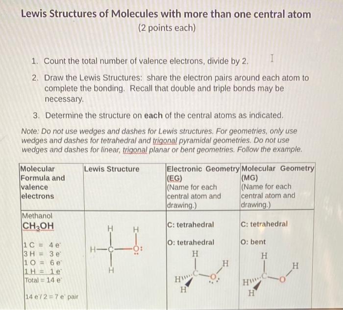 Solved Lewis Structures of Molecules with more than one | Chegg.com