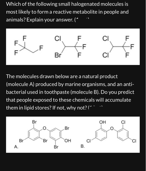 Solved Which of the following small halogenated molecules is | Chegg.com