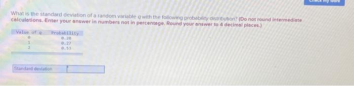 Solved What is the standard deviation of a random variable q | Chegg.com
