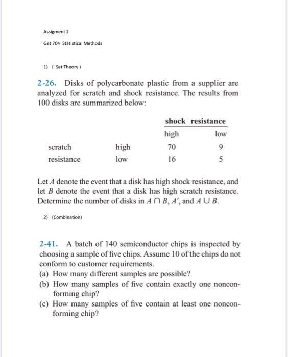 Solved Assigment 2 Get 704 Statistical Methods 1 Set