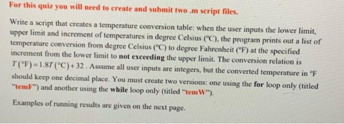 Solved For this quiz you will need to create and submit | Chegg.com