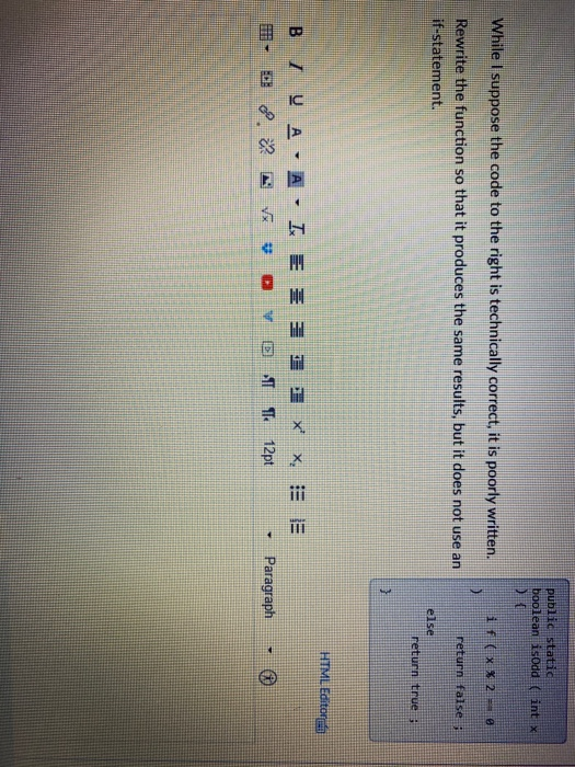 Solved public static boolean isOdd int x ) While I suppose | Chegg.com