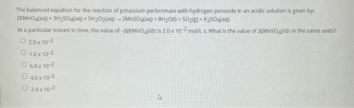 Solved The balanced equation for the reaction of potassium | Chegg.com