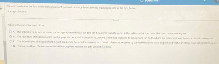 Solved Determine which of the four levels of measurement | Chegg.com