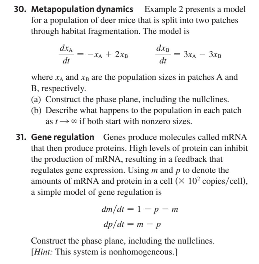 Solved 30. Metapopulation dynamics Example 2 presents a | Chegg.com