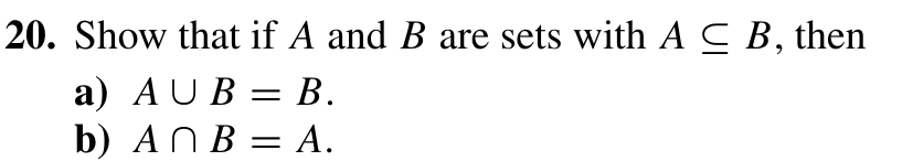 Solved Show that if A and B ﻿are sets with AsubeB, | Chegg.com