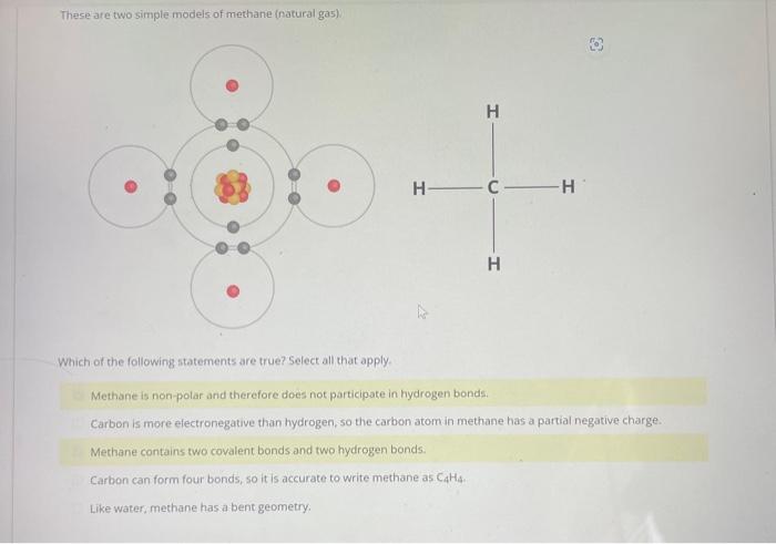 Solved These ate two simple models of methane (natural gas) | Chegg.com