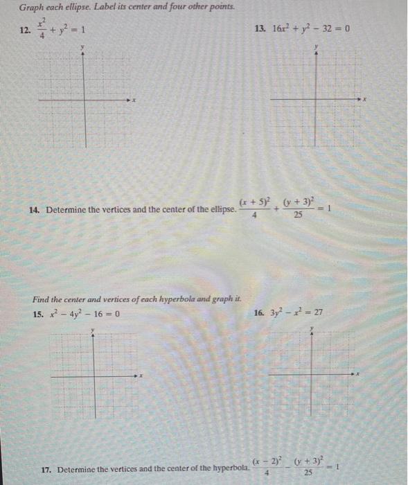 Solved Graph each ellipse. Label its center and four other | Chegg.com