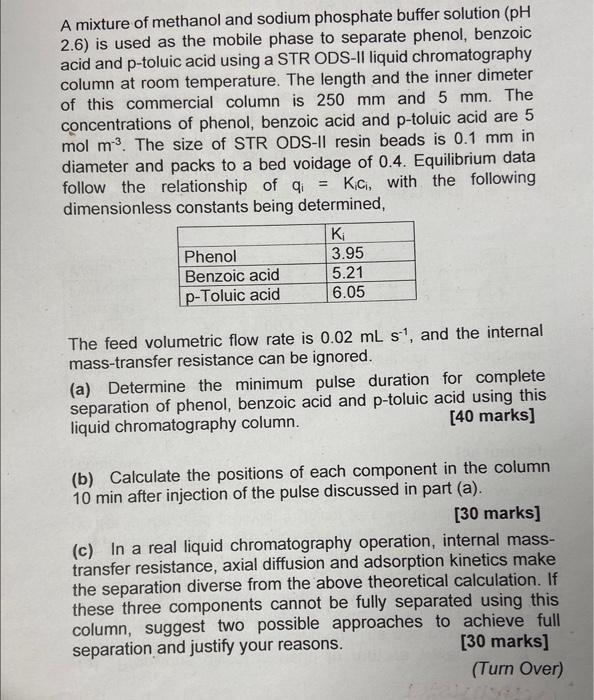 Solved A mixture of methanol and sodium phosphate buffer | Chegg.com
