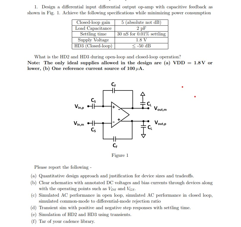 Design a differential input differential output | Chegg.com