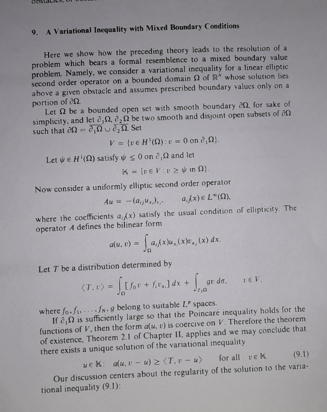 Solved 9 A Variational Inequality With Mixed Boundary
