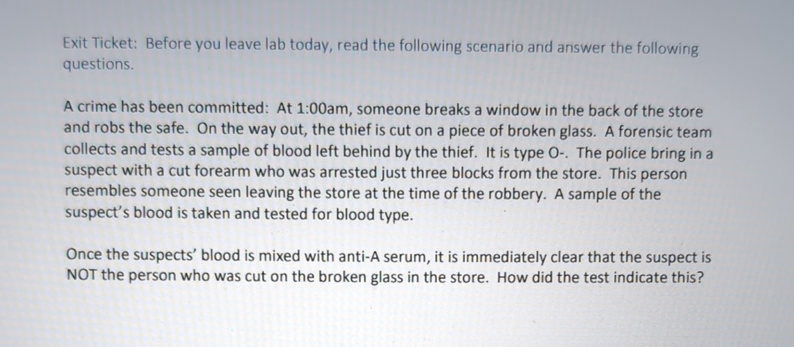 Solved Exit Ticket: Before you leave lab today, read the | Chegg.com