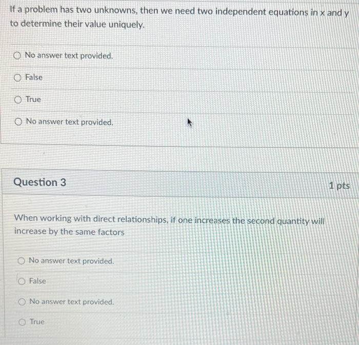 Solved If a problem has two unknowns, then we need two | Chegg.com