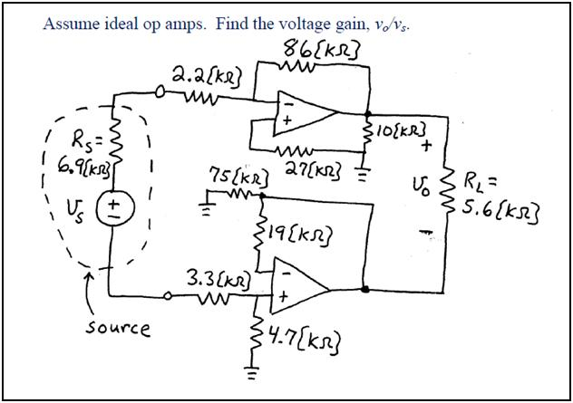Solved Assume ideal op amps. Find the voltage gain, v0/vc | Chegg.com