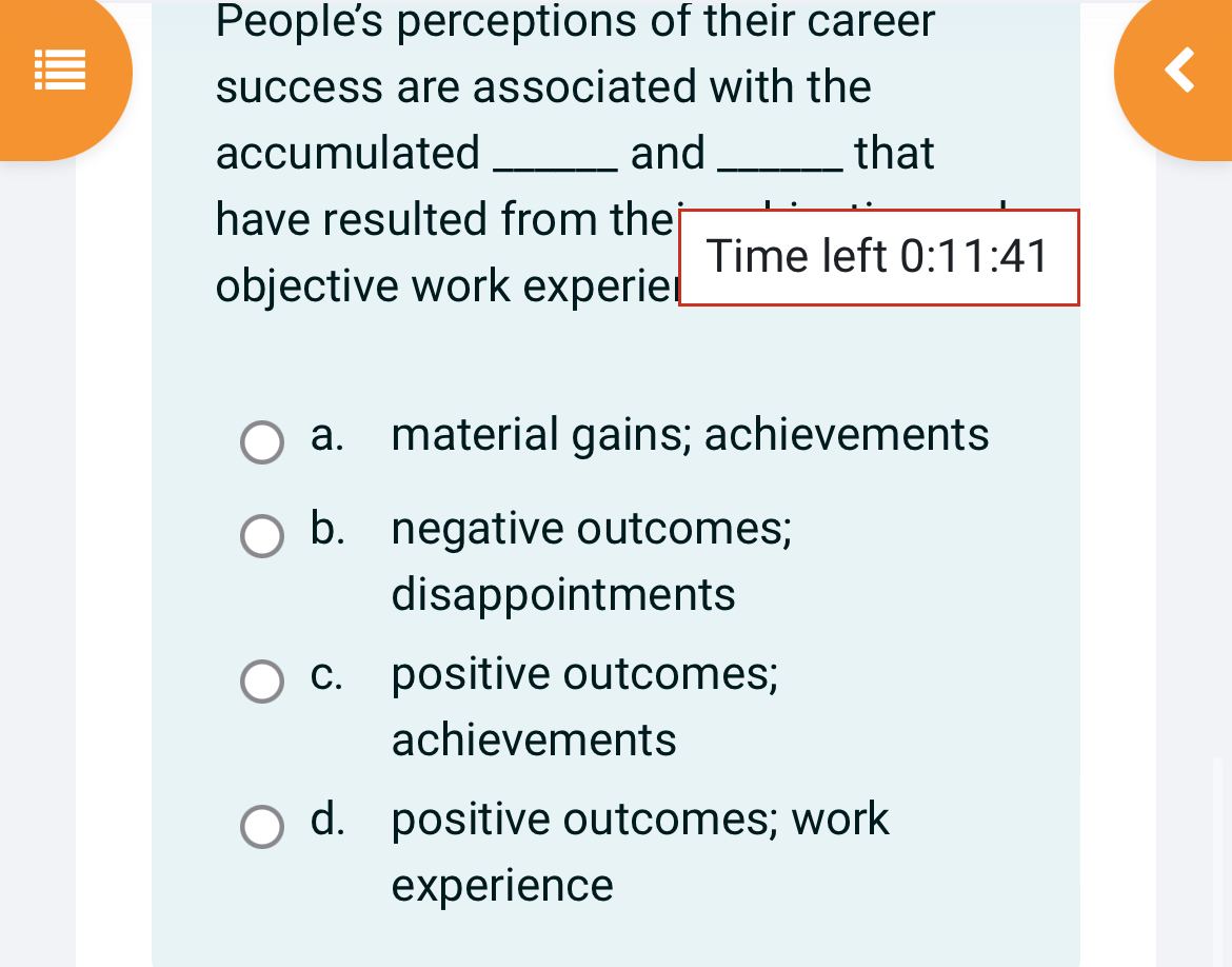 Solved People's perceptions of their career success are | Chegg.com
