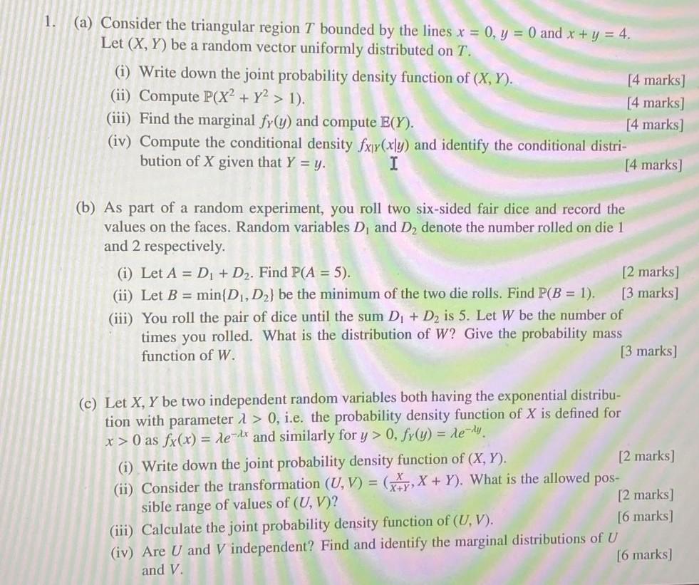 Solved 1. (a) Consider the triangular region T bounded by | Chegg.com