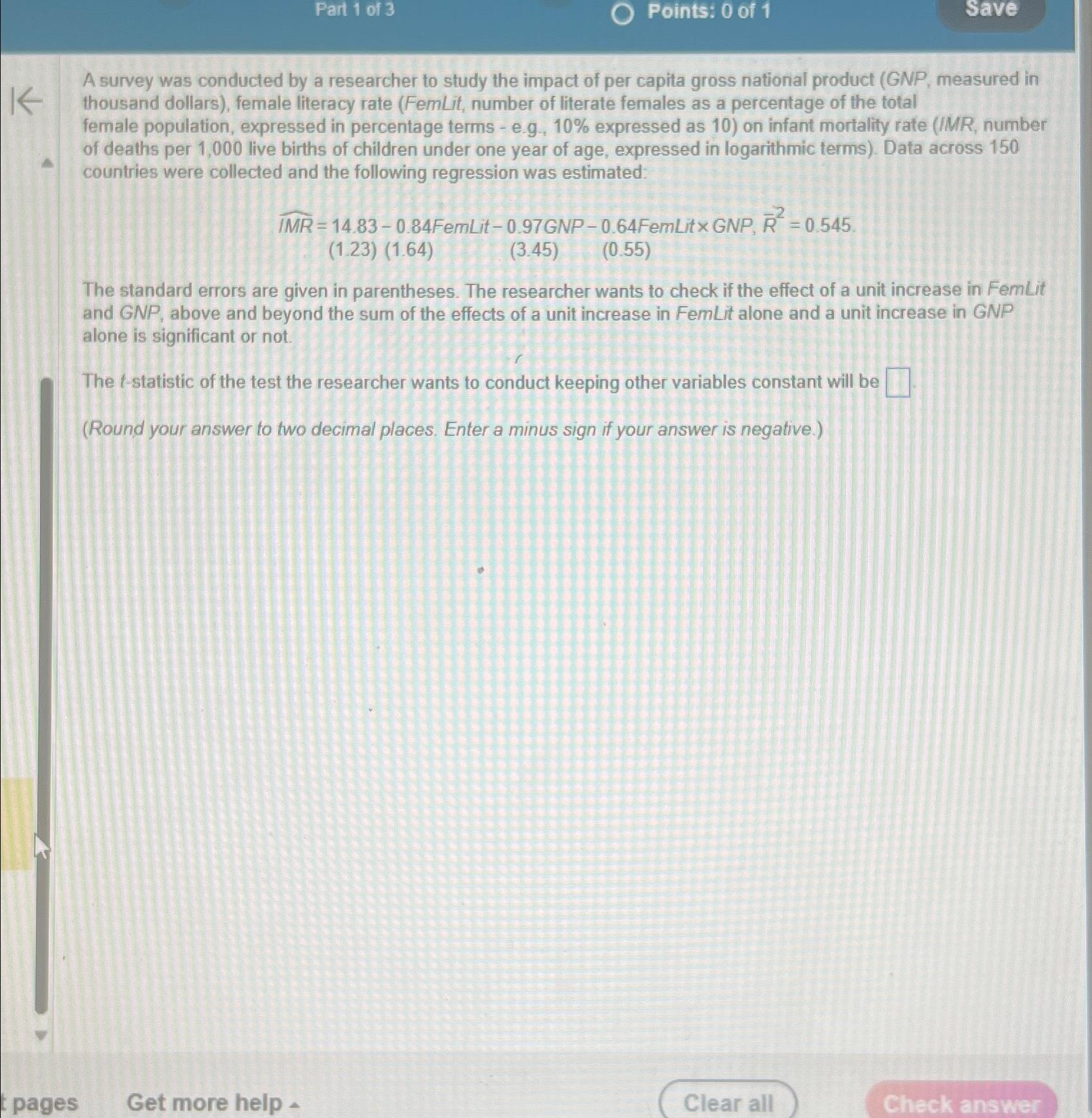 Solved (PLEASE ANSWER ALL 3 ﻿PARTS)Part 1 ﻿of 3Points: 0 ﻿of | Chegg.com