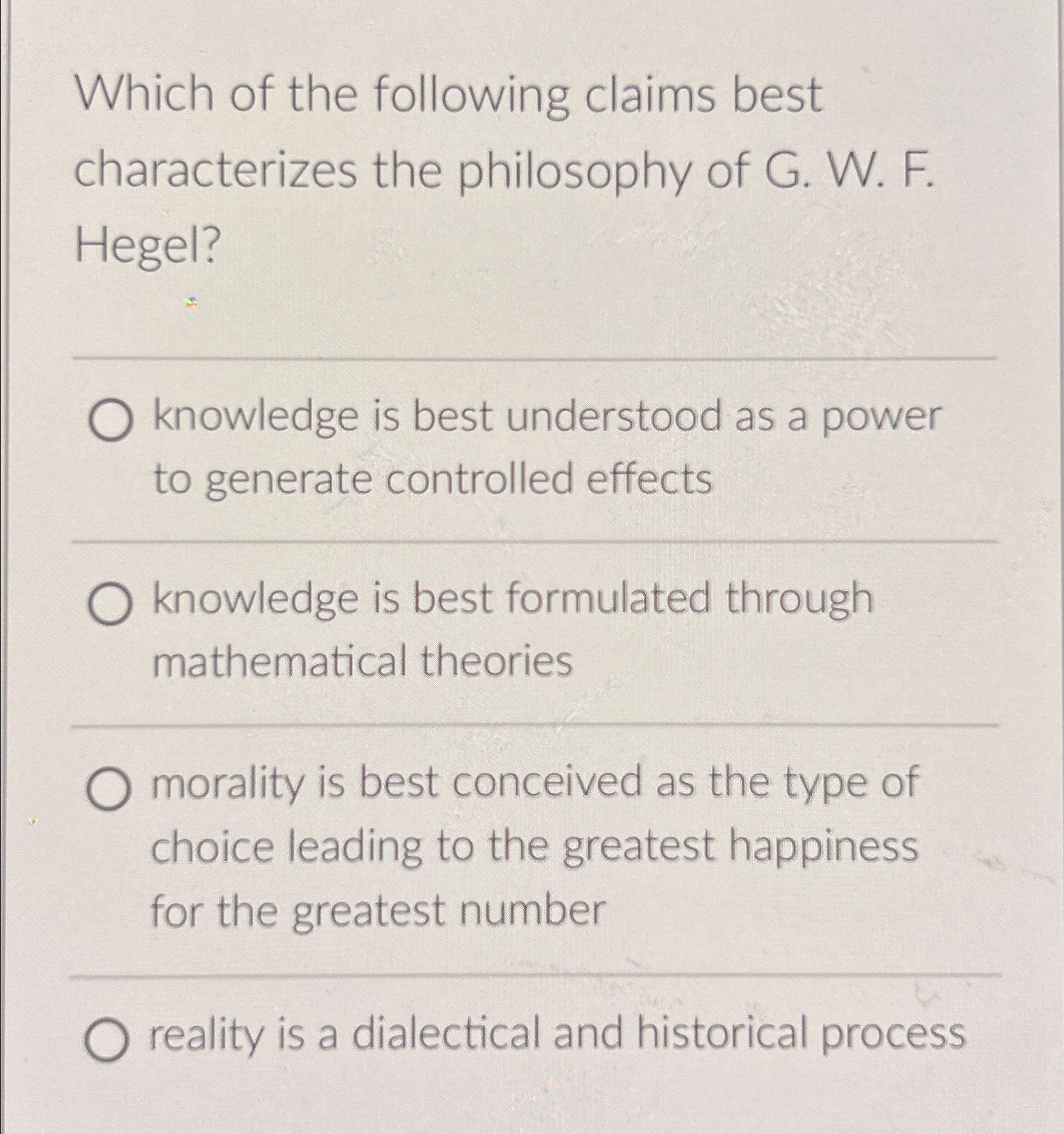 Solved Which of the following claims best characterizes the | Chegg.com
