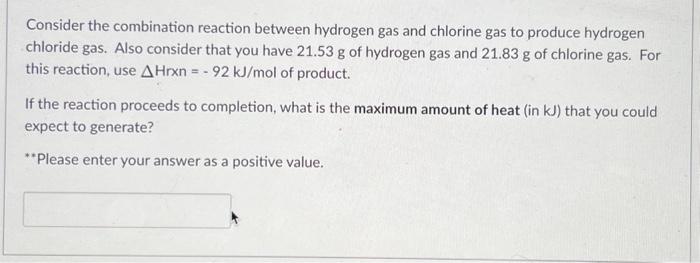 Solved Consider the combination reaction between hydrogen | Chegg.com