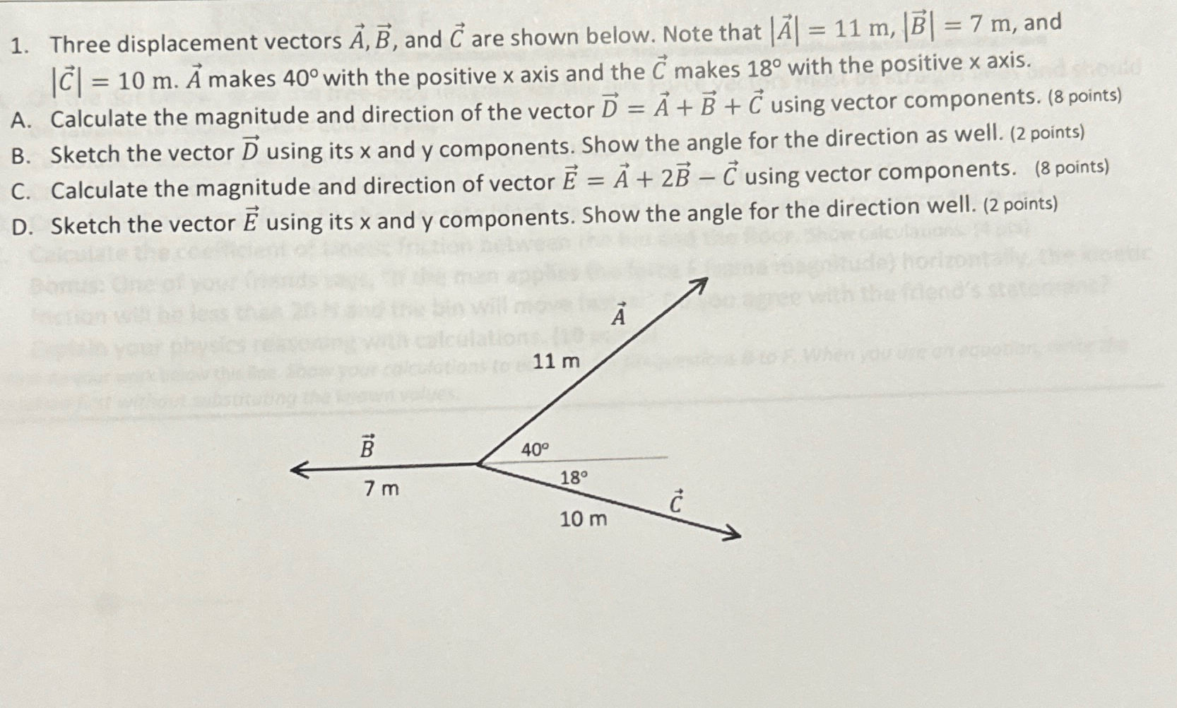 Solved Three displacement vectors vec(A),vec(B), ﻿and vec(C) | Chegg.com