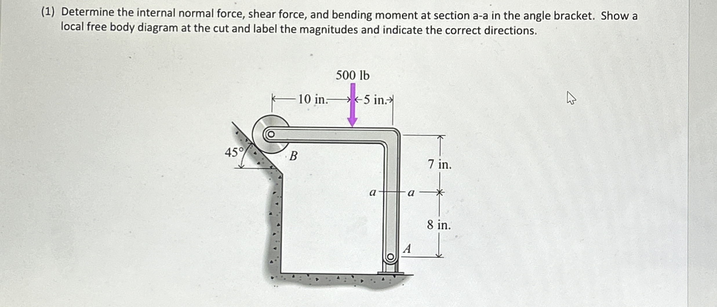 Solved (1) ﻿Determine the internal normal force, shear | Chegg.com