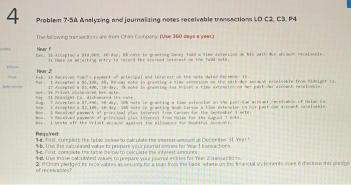 Solved 4 Problem 7-5A Analyzing and journalizing notes | Chegg.com
