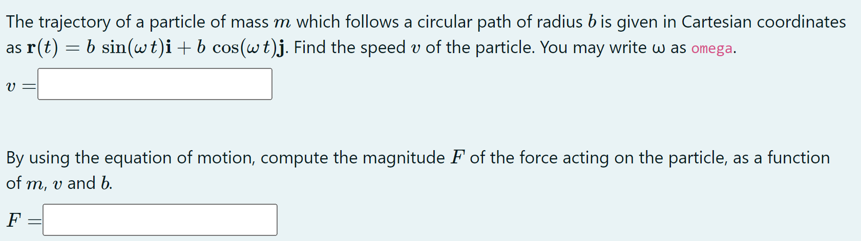 Solved The trajectory of a particle of mass m ﻿which follows | Chegg.com