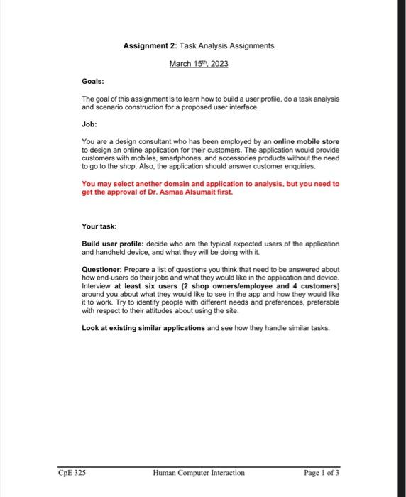 Solved Your task: Build user profile: decide who are the | Chegg.com